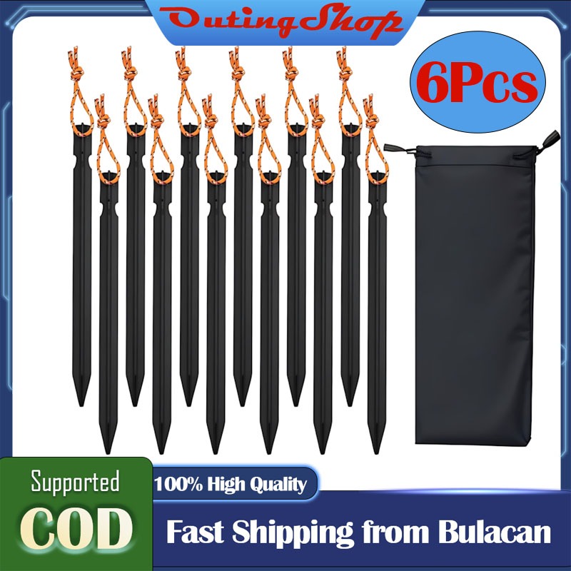 6Pcs Tent Peg Stakes 18cm Tent Tarp Ultralight Nails Ground Peg Strong ...