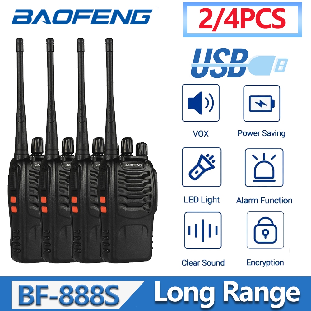 COD Baofeng 888S 5W Walkie Talkie Interphone handset radio walkie 2/4pcs BF-888S FM Radio UHF ...