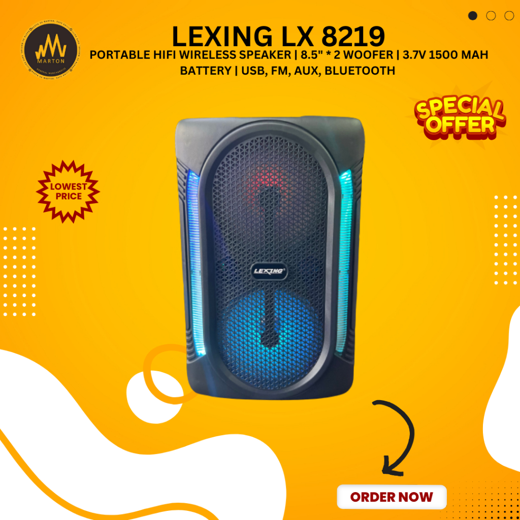 LEXING 8219 | PORTABLE BLUETOOTH SPEAKER WITH FREE MIC | USB | GUITAR ...