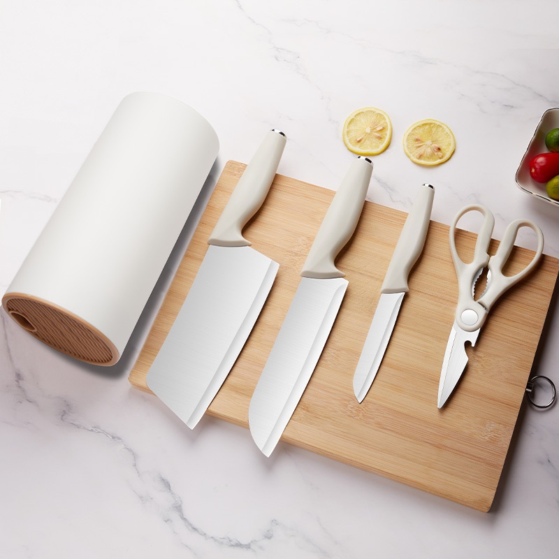 5pcs Kitchen knife set with storage bucket stainless steel kitchen ...