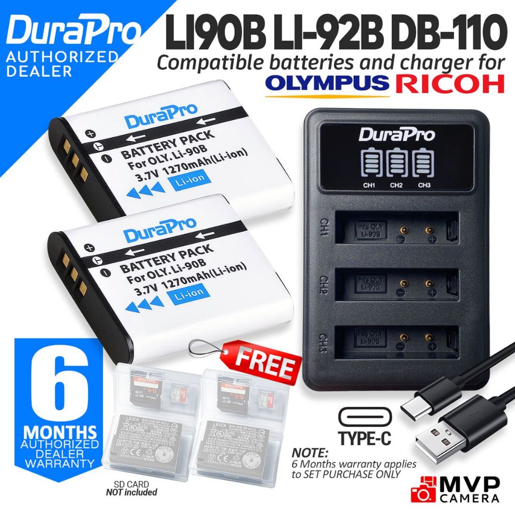 DURAPRO OLYMPUS DB-110 DB110 Li-90B Li90B Li-92B Li92B Ricoh GR Battery ...