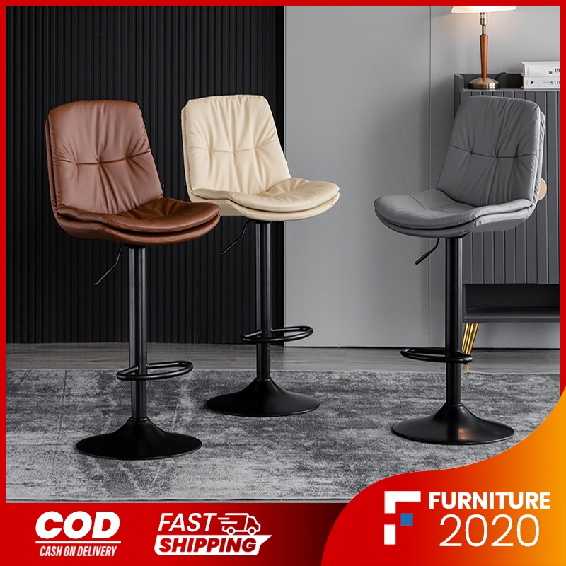 Nordic bar stool home modern bar chair with backrest Metal skeleton ...