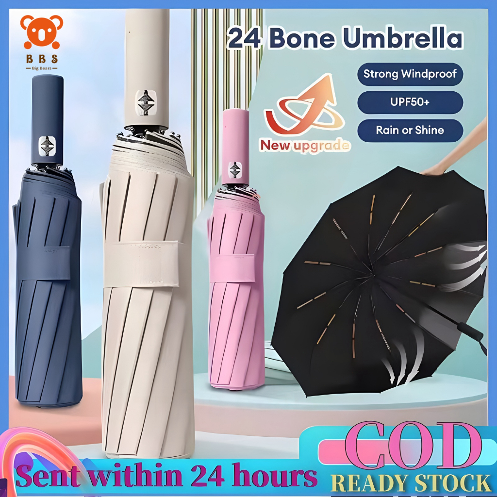 【COD】24 Ribs Umbrella Folding Automatic Windproof Large Automatic UV ...
