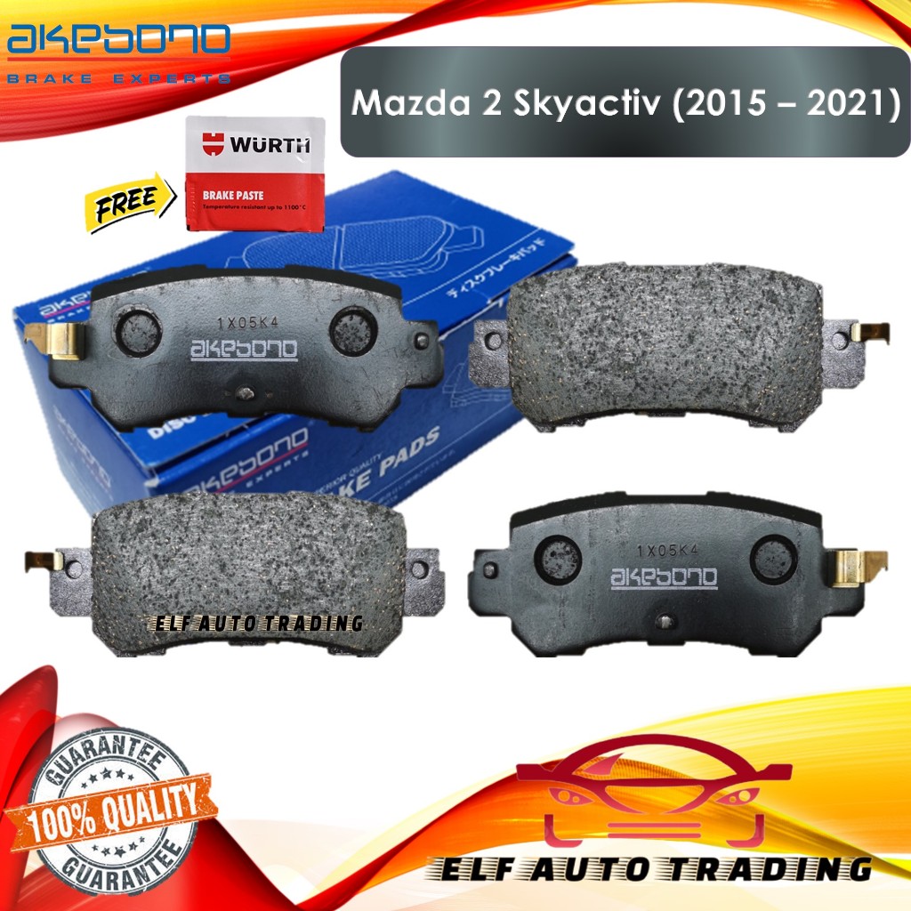 Genuine Akebono Rear Brake Pads for Mazda 2 Skyactiv (2015 - 2021 ...