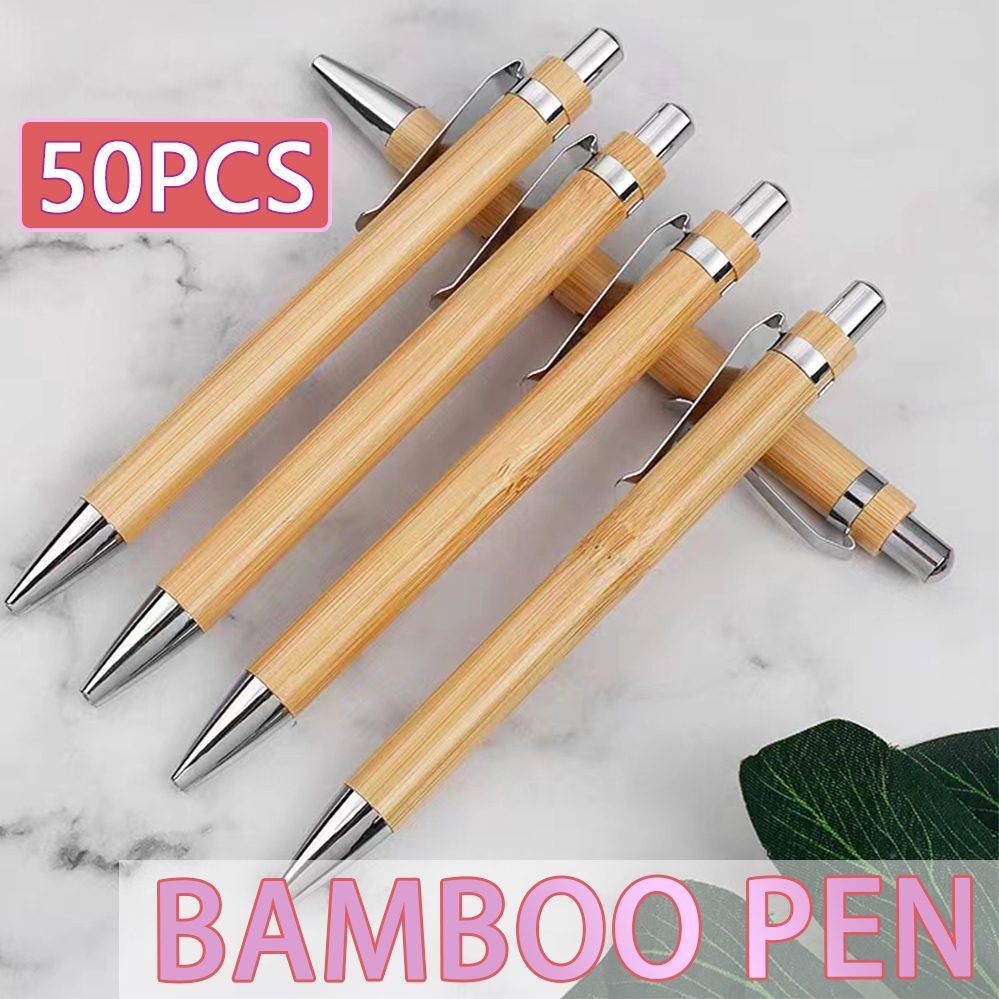 50/100/150/200/250 PCS Bamboo Pen Wooden Ballpen Ballpoint Souvenir No ...