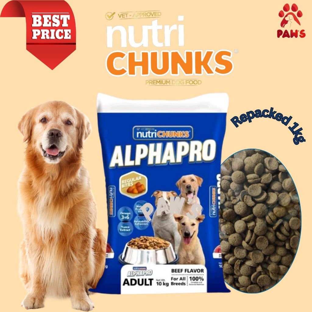 1kg ALPHAPRO Alpha Pro Regular Bites Small BITES Adult Puppy Beef All ...