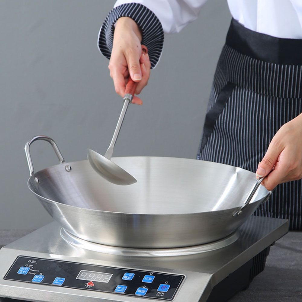 Pan Stainless Steel Large Wok Raging Fire Stove Frying Pan Thick Wok ...