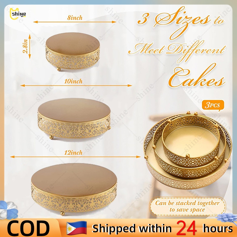 3PCS/Set Gold Dessert Tray Cake Stand Candy Display Plate for Wedding ...