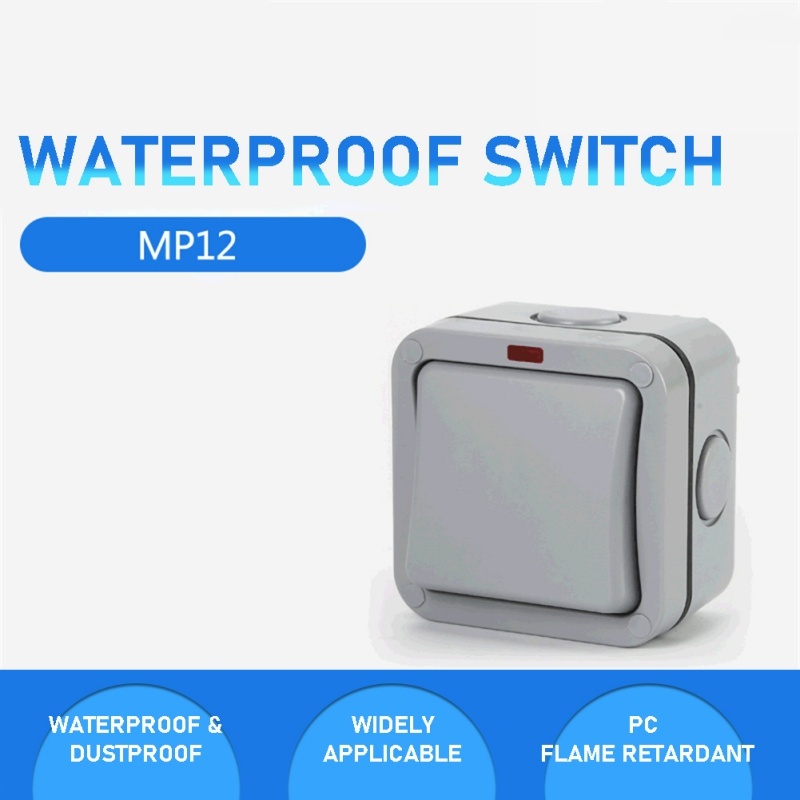 IP66 Wall Light Switches 1 2 Gang 2Way Outdoor Waterproof Dustproof ...