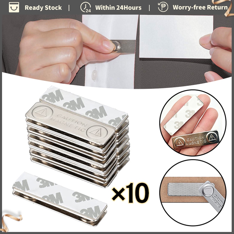 10PCS Strong Magnetic Name Tags Badge Metal Fastener ID Card Durable ...