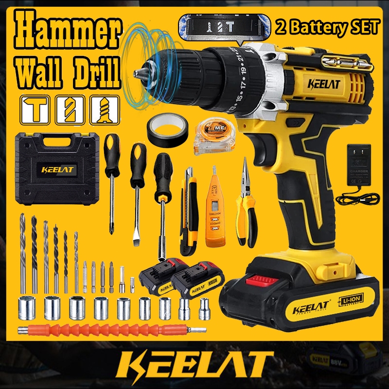 KEELAT KCD005 Cordless Drill Electric impact with hammer Drill Barena ...