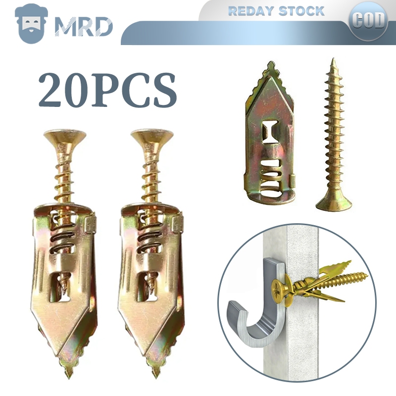 20PCS Screws Expansion Nails Drywall Self-Drilling Anchors with Screws ...