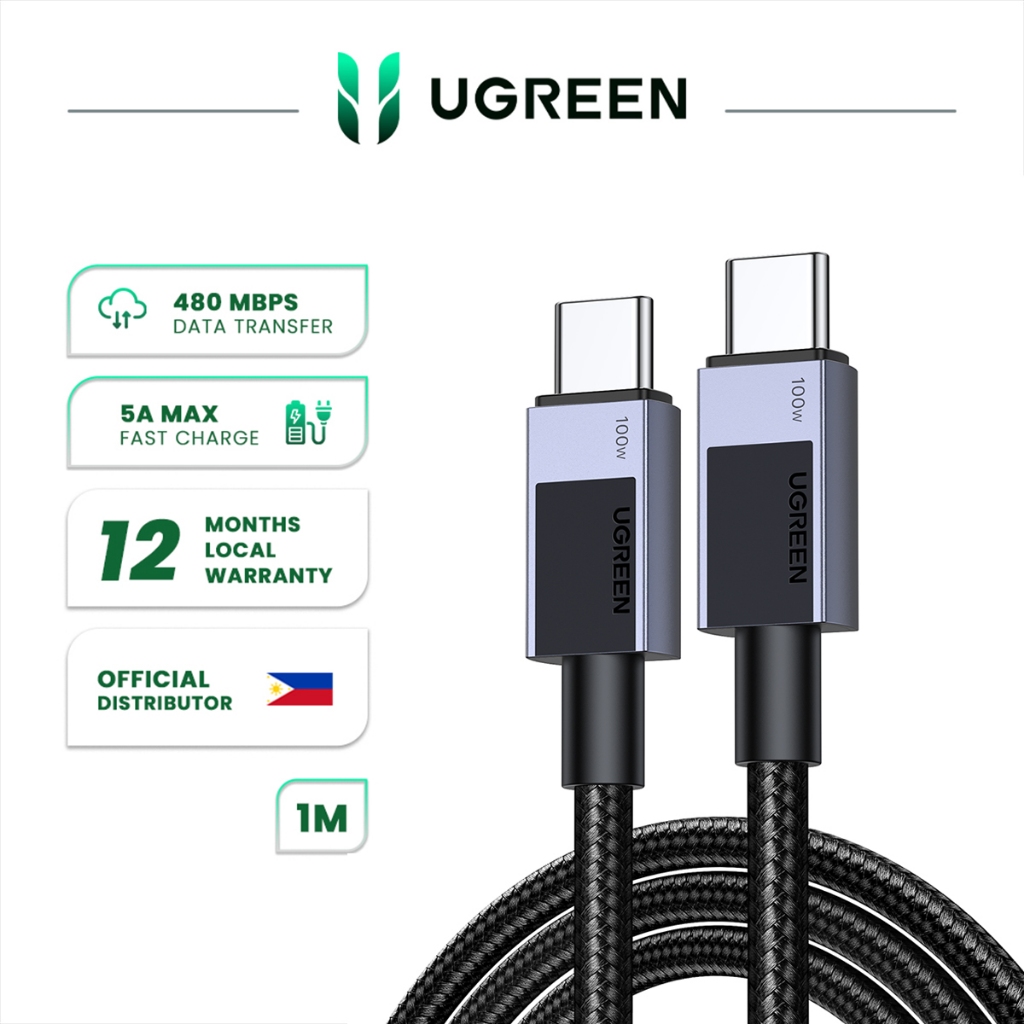 UGREEN USB-C to USB-C PD 100W Fast Charging Cable Space Gray 1M/2M - PH | Shopee Philippines