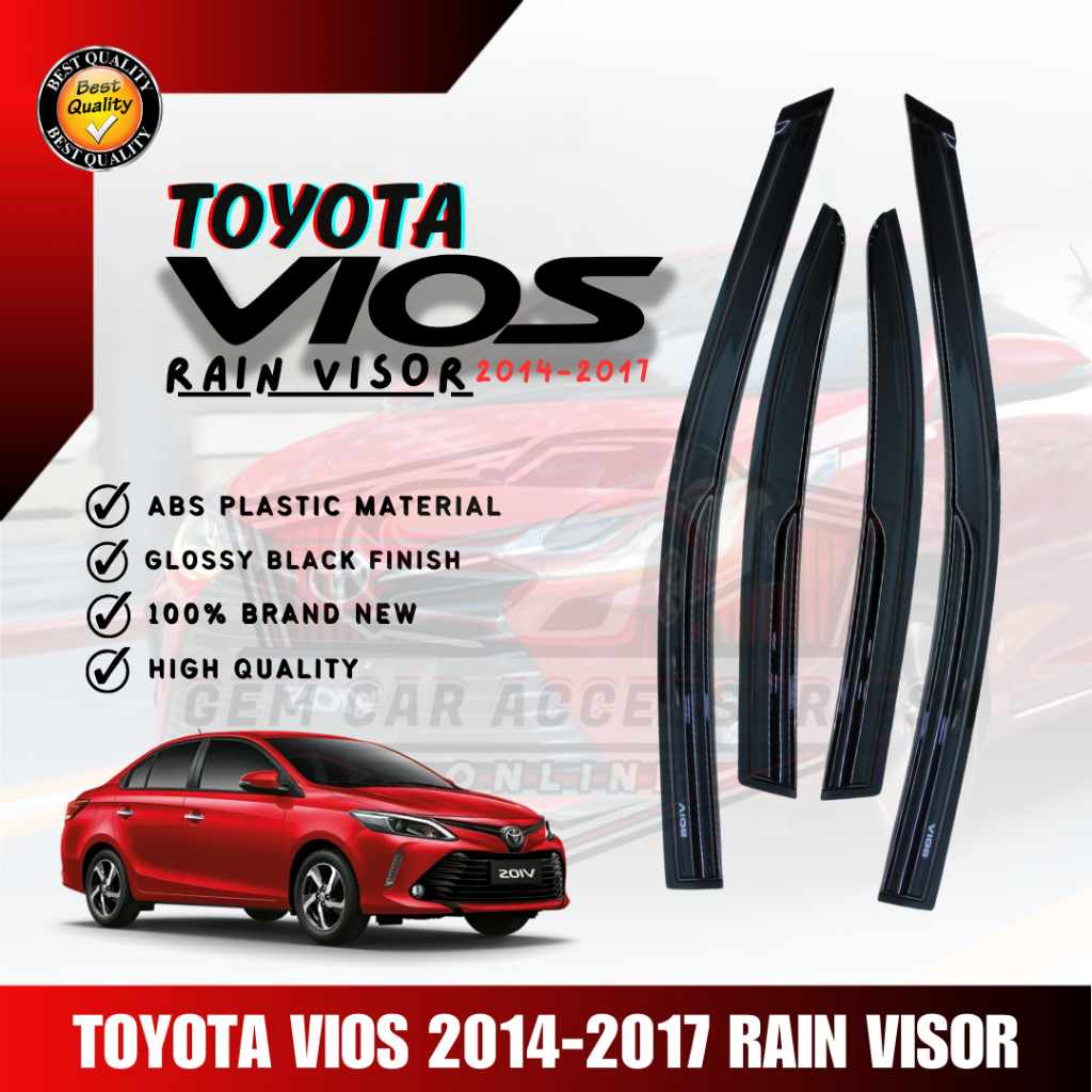 GCAO TOYOTA VIOS 2014 2015 2016 2017 RAIN VISOR WINDOW VISOR DEFLECTOR ...