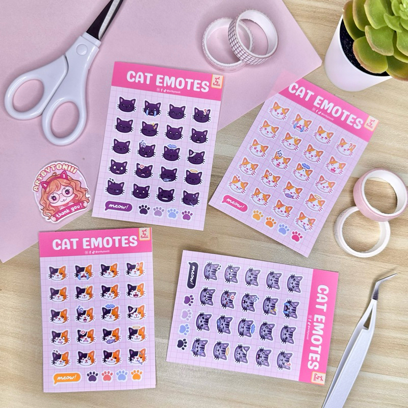 CAT EMOTES STATIONERY STICKER SHEET | MATTE | artbytoniii | Shopee ...
