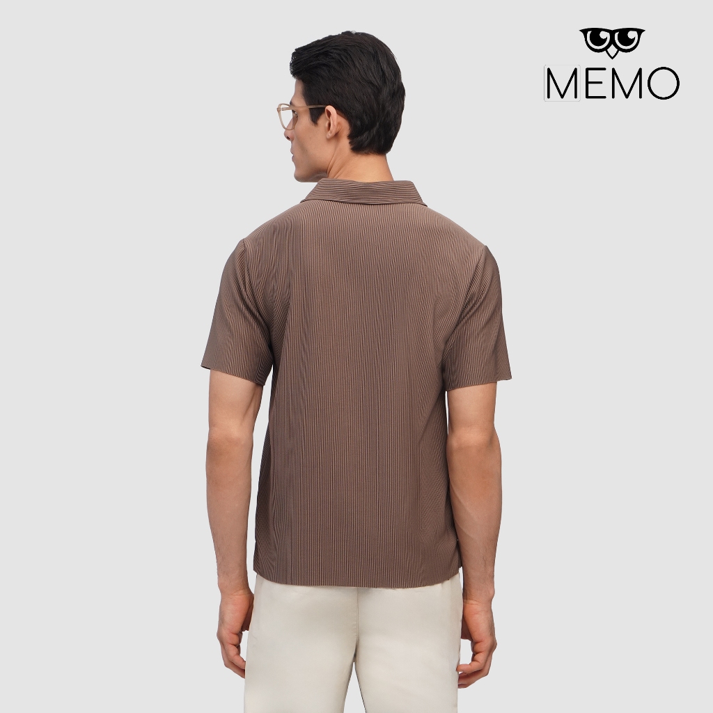Memo Pleated Open Collar Polo For Men (Taupe) | Shopee Philippines