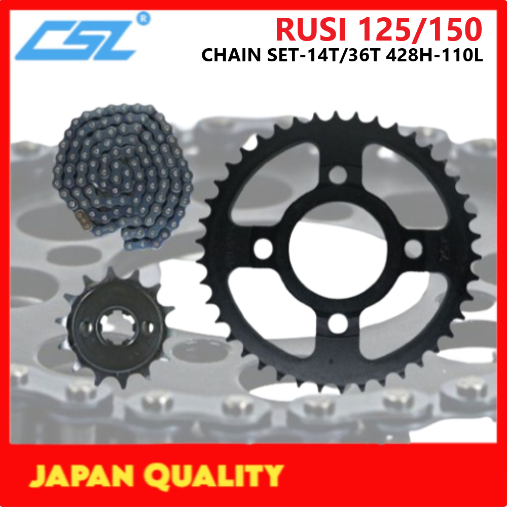 CSL BLACK STEEL KING Chain and Sprocket Set for RUSI 125/150 MOTORCYCLE ...