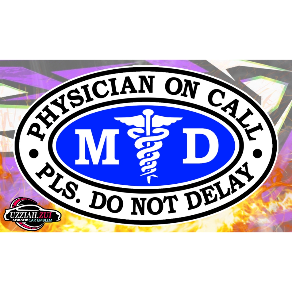 PHYSICIAN ON CALL WHITE/BLACK/BLUE LOGO STICKER | Shopee Philippines