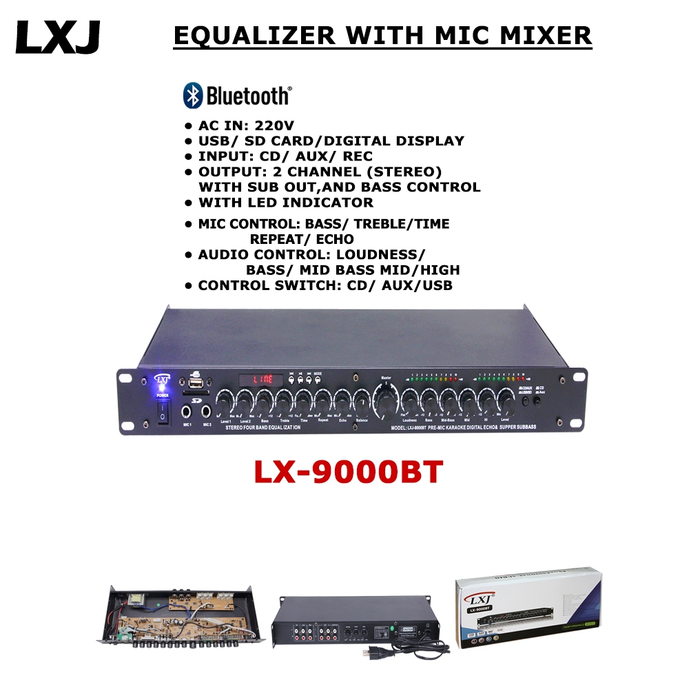 LX-9000 Parametric Equalizer & Mic Mixer | USB/SD | Digital Display ...