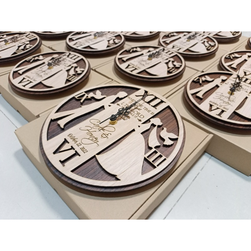 Personalize Wooden Clock 12mm Thick Souvenirs and Giveaways for Wedding ...