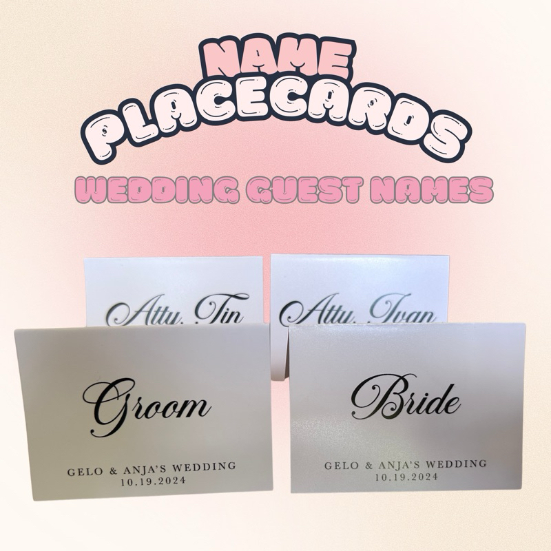 Custom Wedding Guest Name Place cards | Table Guest Names | Shopee ...
