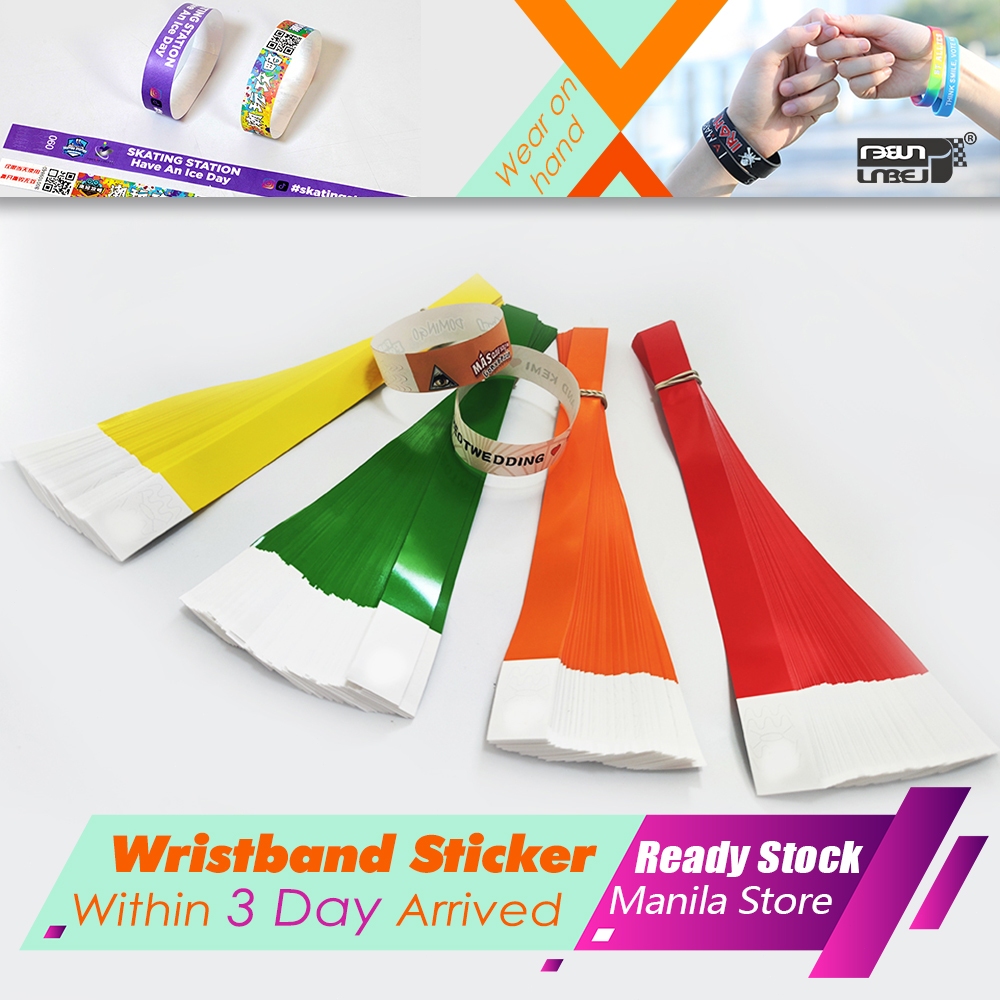 100pcs waterproof wristband sticker tyvek tag disposable wrist band ...
