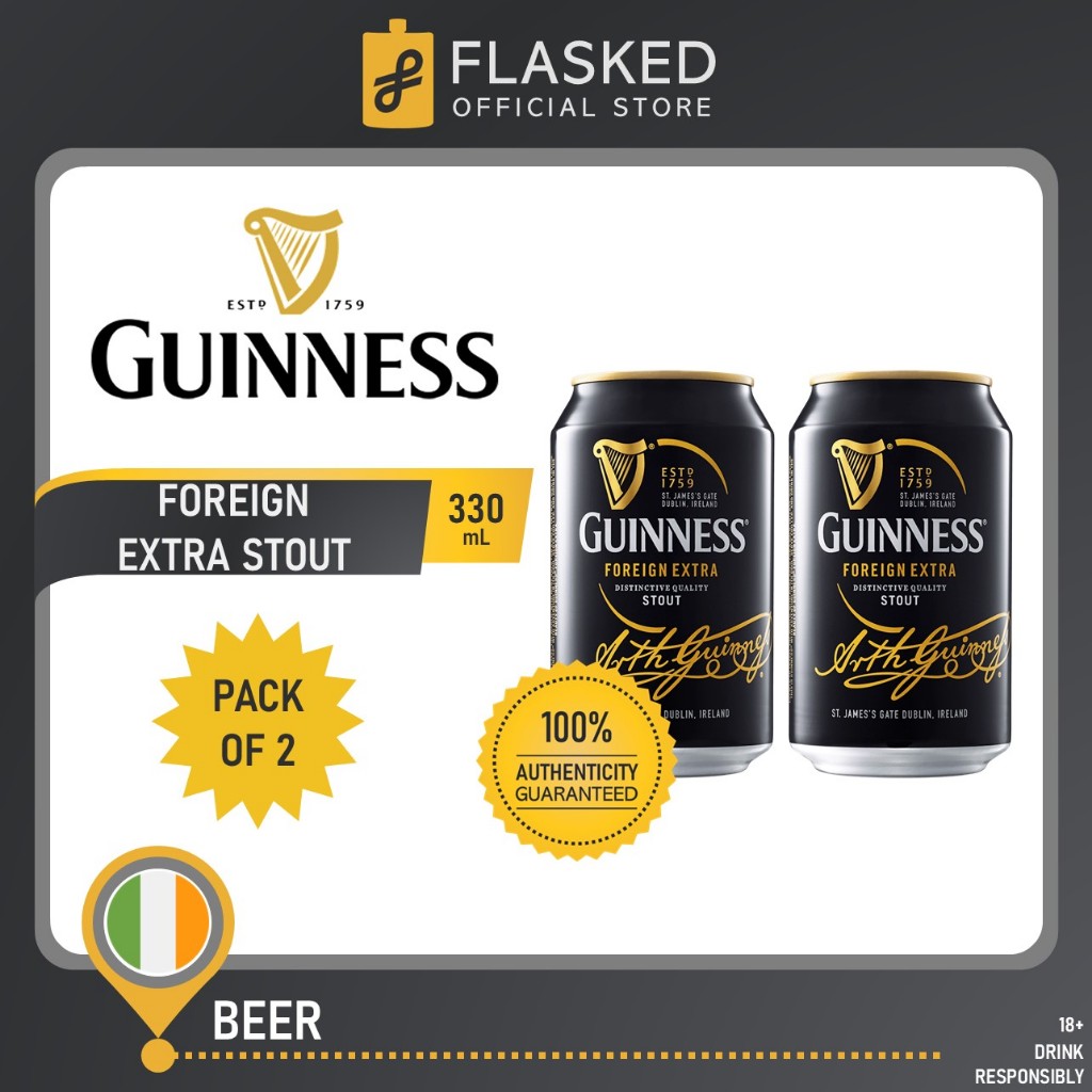 Guinness FES Foreign Extra Stout Irish Beer 2 Cans 330mL | Shopee ...
