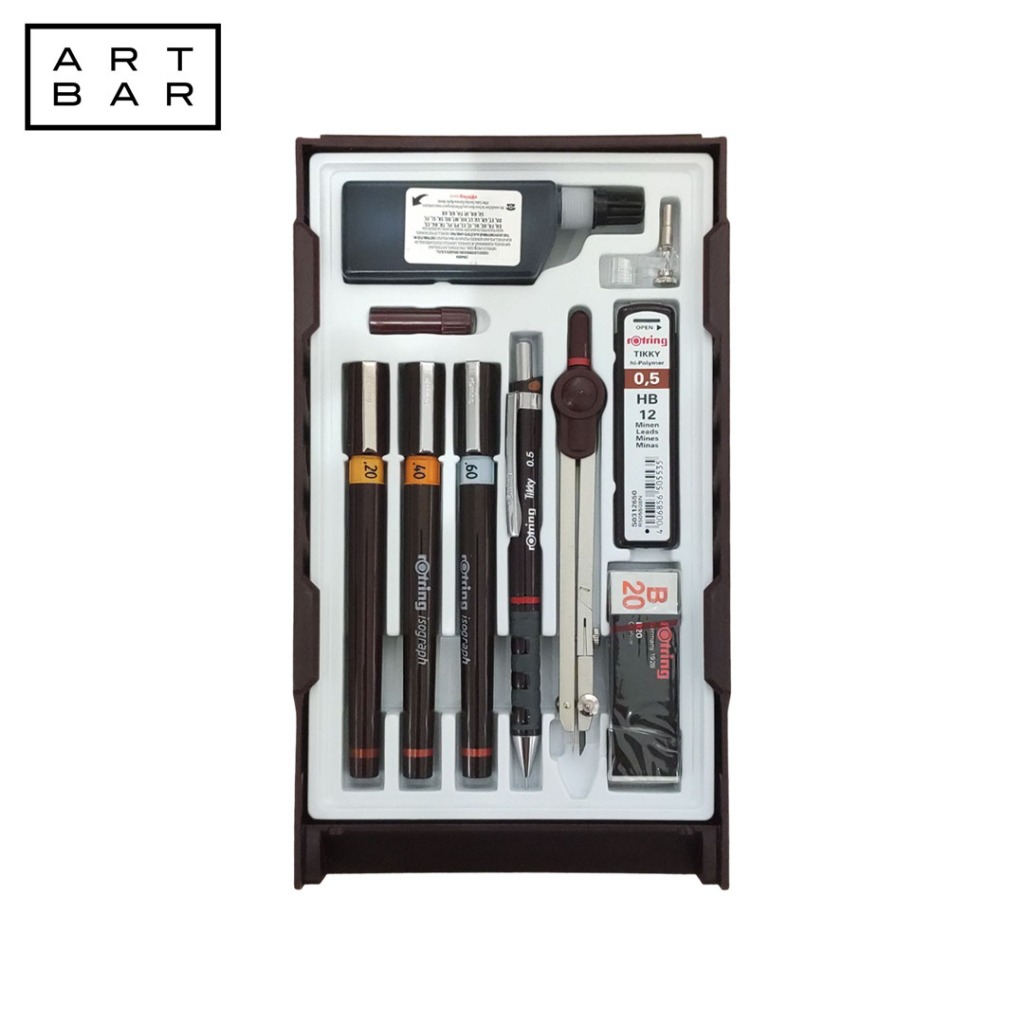 Rotring Technical Pen Iso Master Set with Compass/Adaptor .20 .40 .60 ...