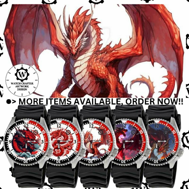 Red Dragon Artwork Analog Rubber Wristwatch WatchCrafter | Shopee ...