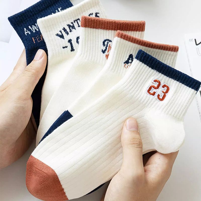 Brand new 5 pairs of pure cotton men's socks in stock, breathable, odor ...