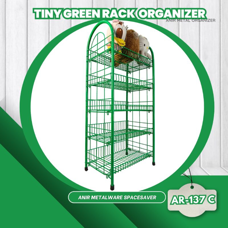 Tiny Green Metal Rack Shelf 5 Layers Home Organizer Shoe Rack Container ...