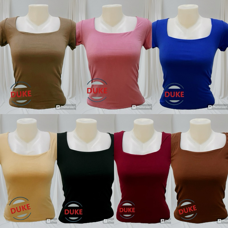 DUKE double lining square neck plain color blouse for ladies | Shopee ...