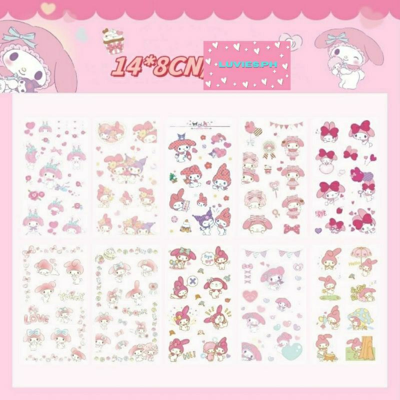 My Melody Kuromi Sanrio Sticker DIY Scrapbook School Notebook Toploader ...
