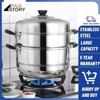 【COD】steamer 3 layer stainless food steamer stainless 28cm steamers 3 ...