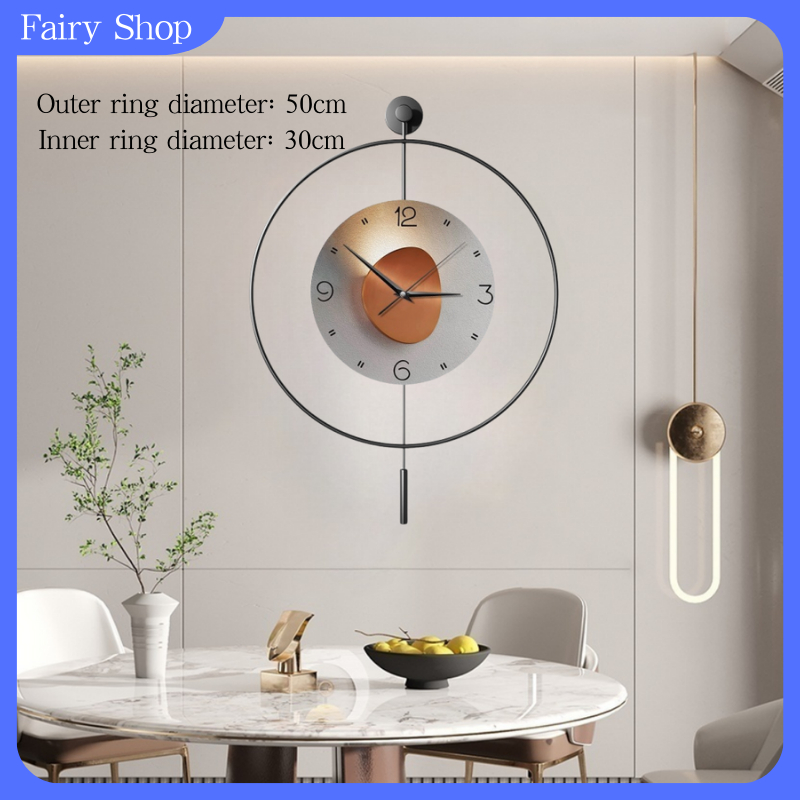 Modern Wall Clock 20 Inch 50cm Metal Frame Large Battery-operated ...