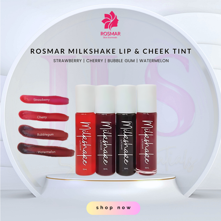 ROSMAR Milkshake LIP & CHEEK TINT 10ml STRAWBERRY | BUBBLE GUM | CHERRY ...