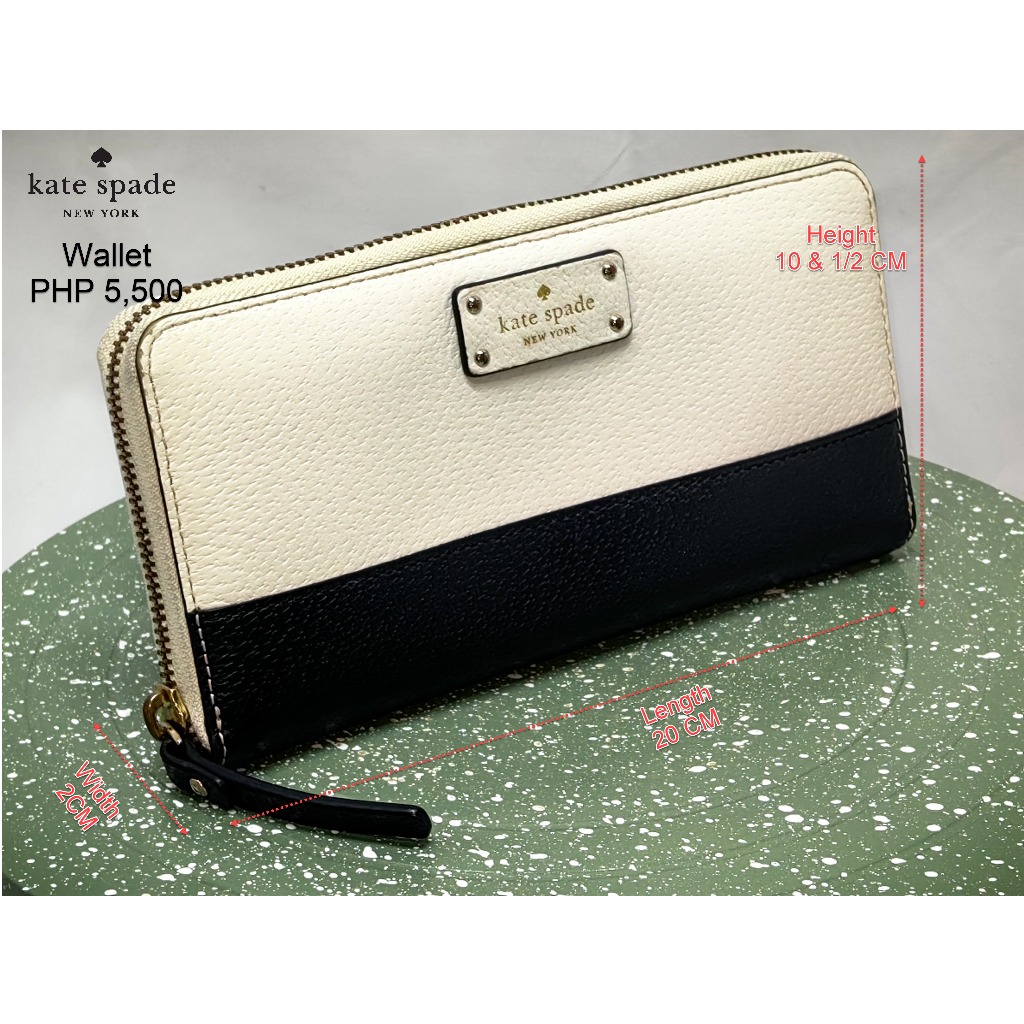 Authentic KATE SPADE Leather Long Wallet Black & White (From Japan ...