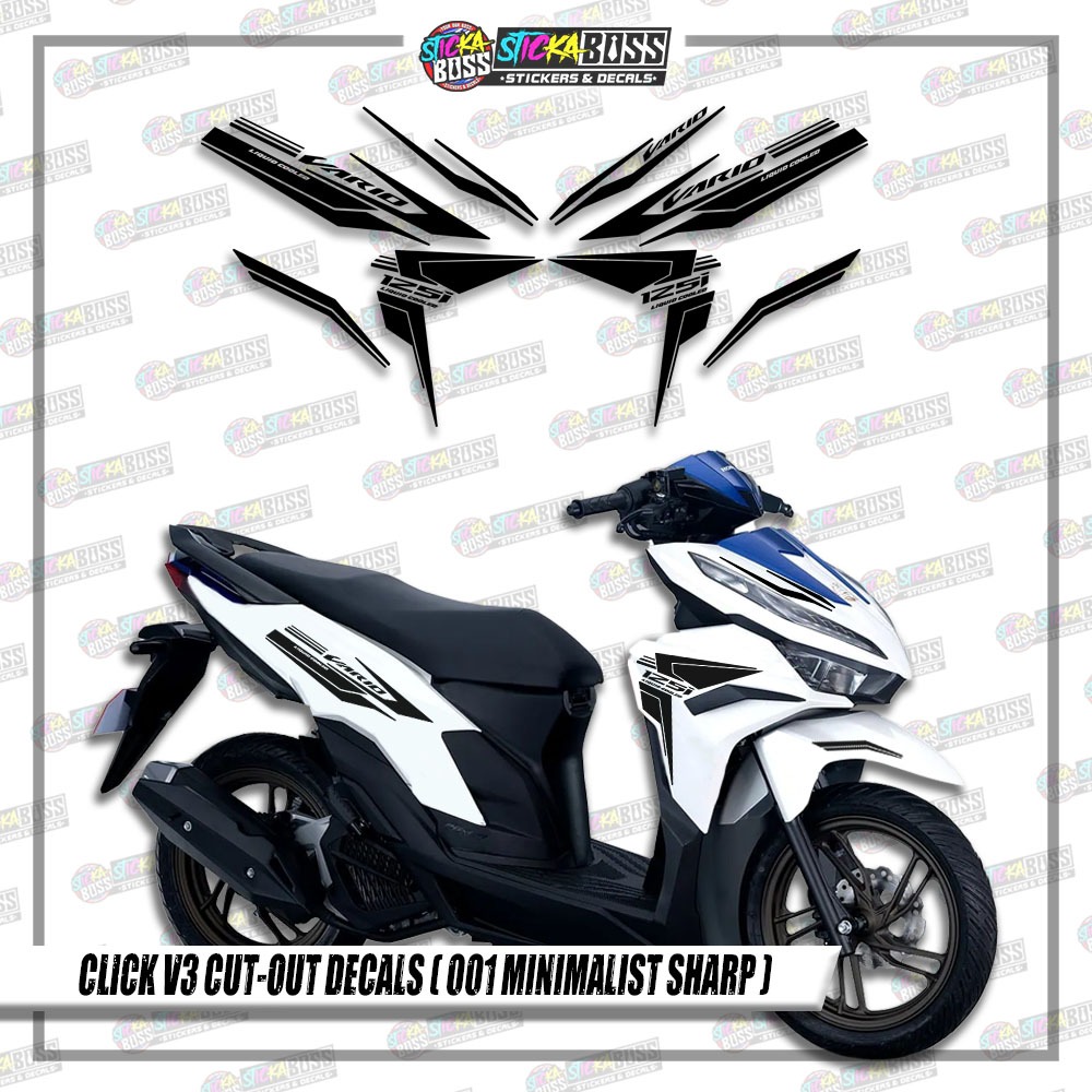 CLICK V3 CUT-OUT DECALS ( 001 MINIMALIST SHARP ) | Shopee Philippines