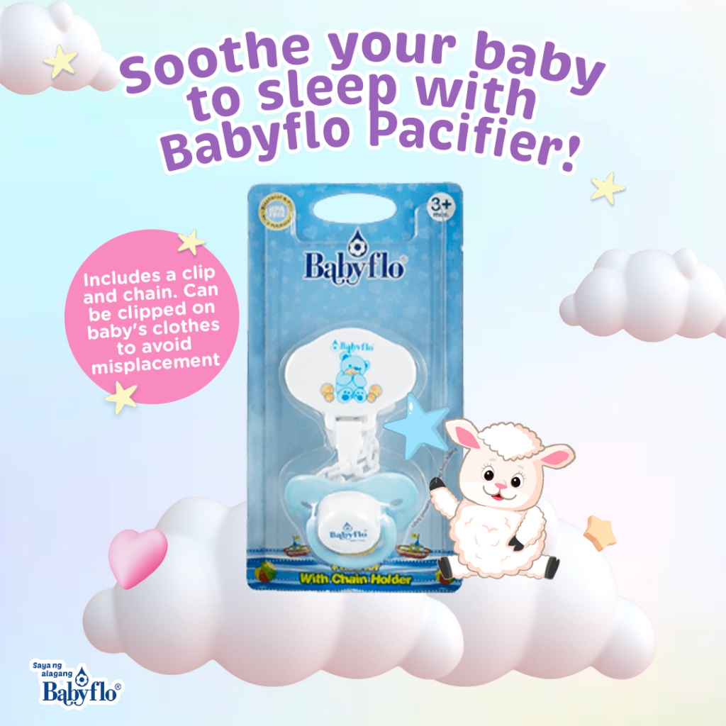 Babyflo Pacifier with Chain Holder (FOR BABIES 3MONTHS UP) | Shopee ...