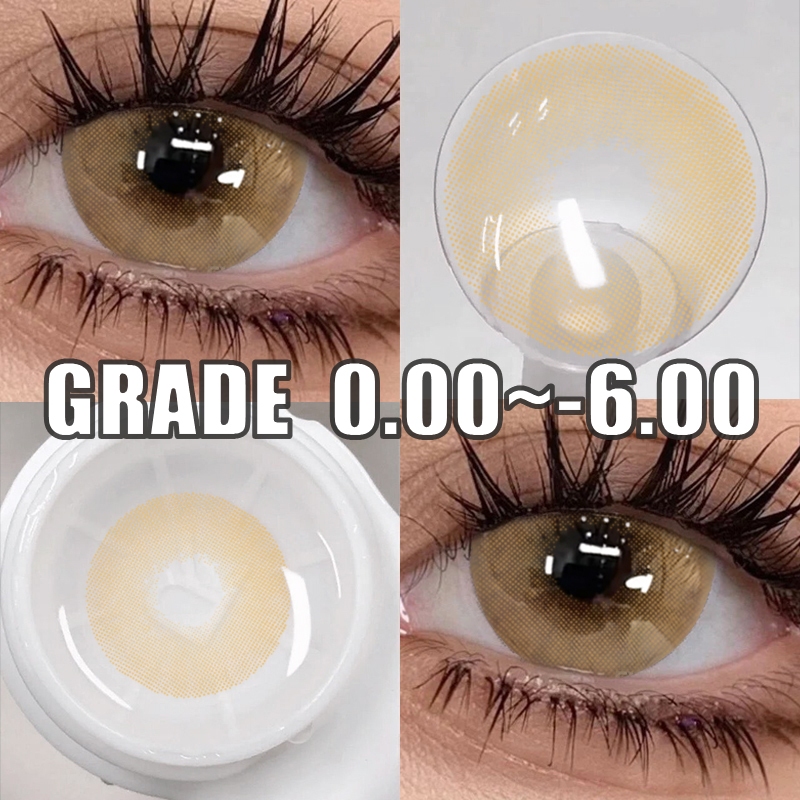 EYESHARE (Grade -1.00 to -6.00) Aurora Brown 2pcs Contact Lenses 14.2mm ...