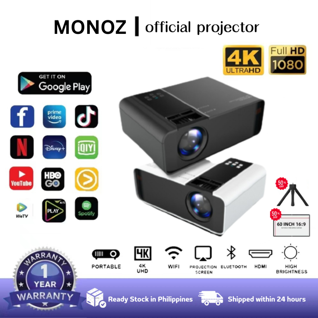 Portable Projector G86 Projector Android 1080P Home Theater HDMI WiFi ...