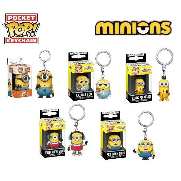 MINIONS Pocket Pop Keychain (Carl, PAJAMA BOB, Roller Skating Stuart ...