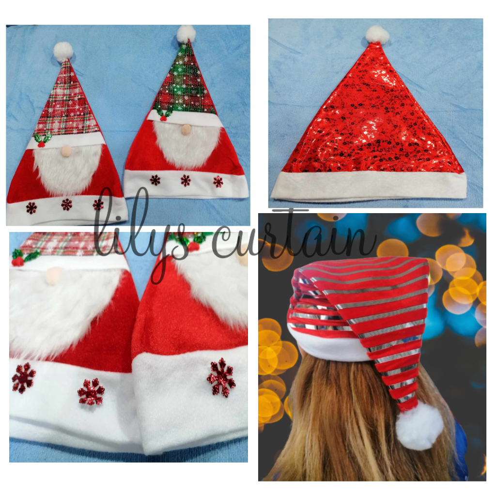 santa hat for christmas assorted design | Shopee Philippines