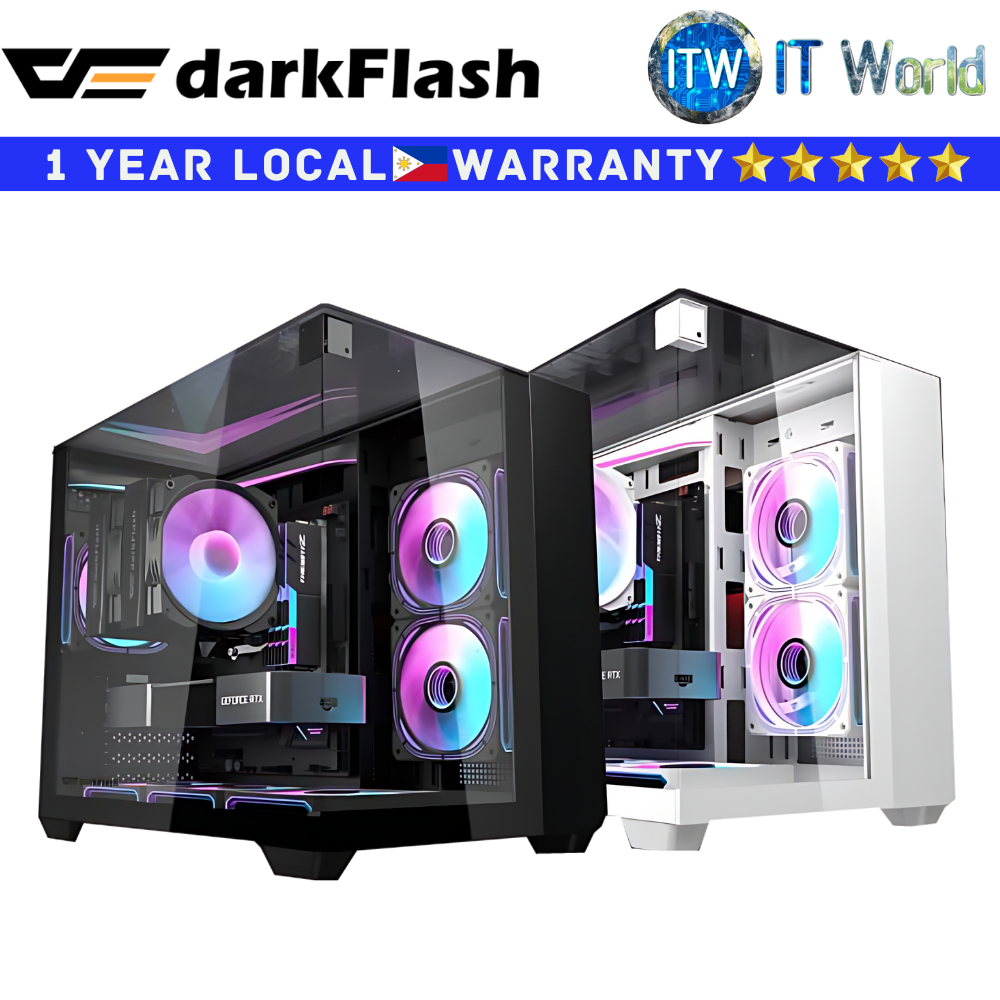 darkFlash Computer PC Case TH285M Micro ATX Triple-sided Tempered Glass ...
