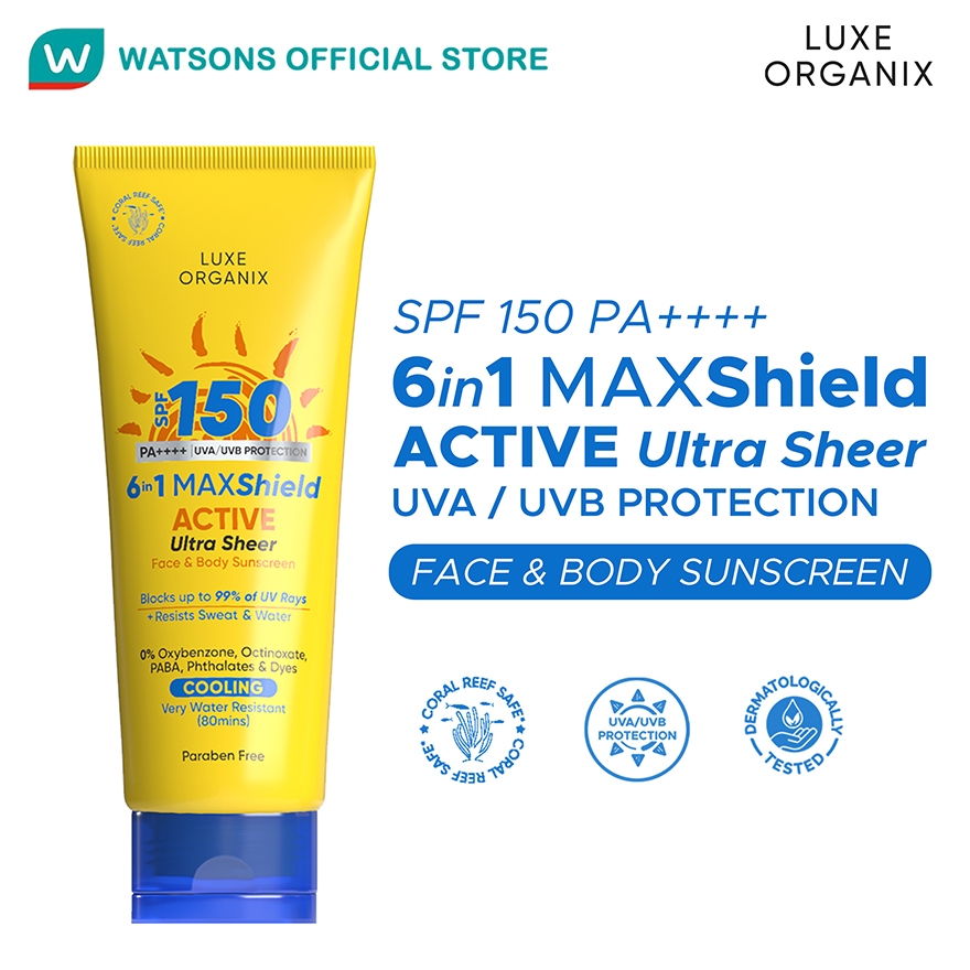 LUXE ORGANIX 6 in 1 Maxshield Active Ultra Sheer Face and Body Sunscreen 100ml | Shopee Philippines