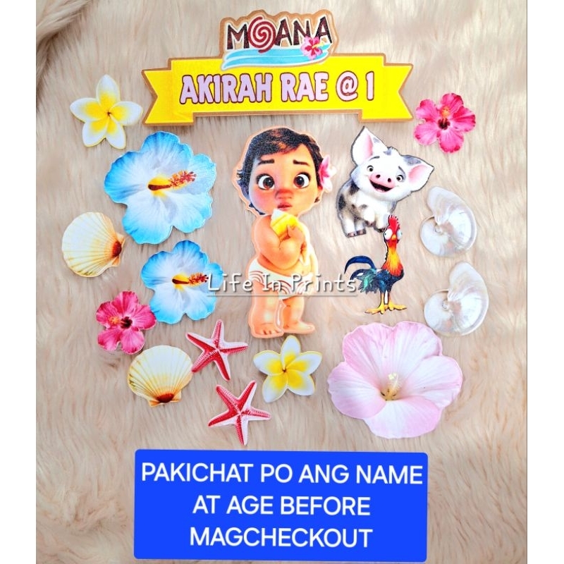Moana cake topper / Printed / Personalized with NAME and AGE | Shopee ...