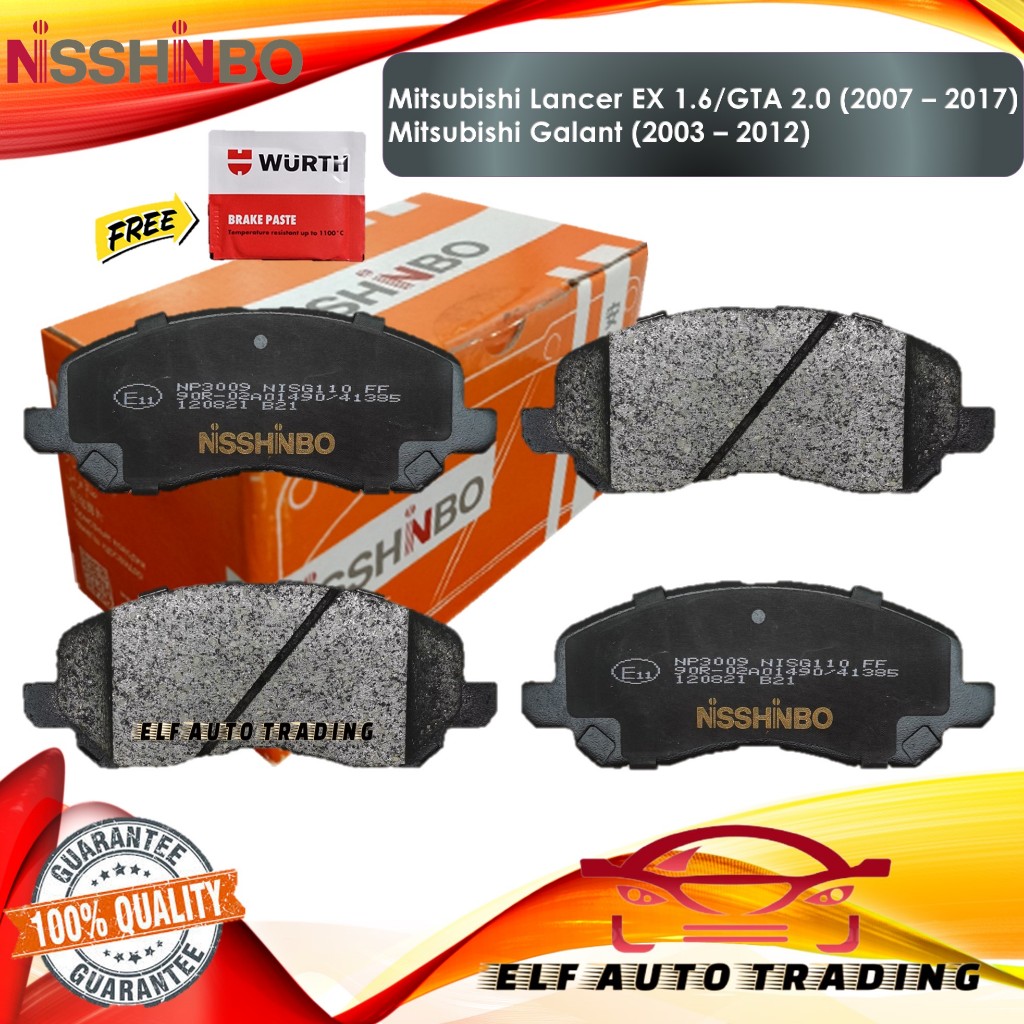 Genuine Nisshinbo Front Brake Pads w/ SHIMS Mitsubishi Lancer EX/GTA ...