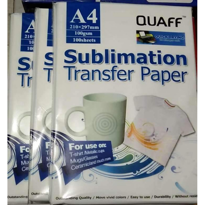 Quaff A4 Size Sublimation Paper 100gsm - Quick Dry 100 Sheets Pack ...