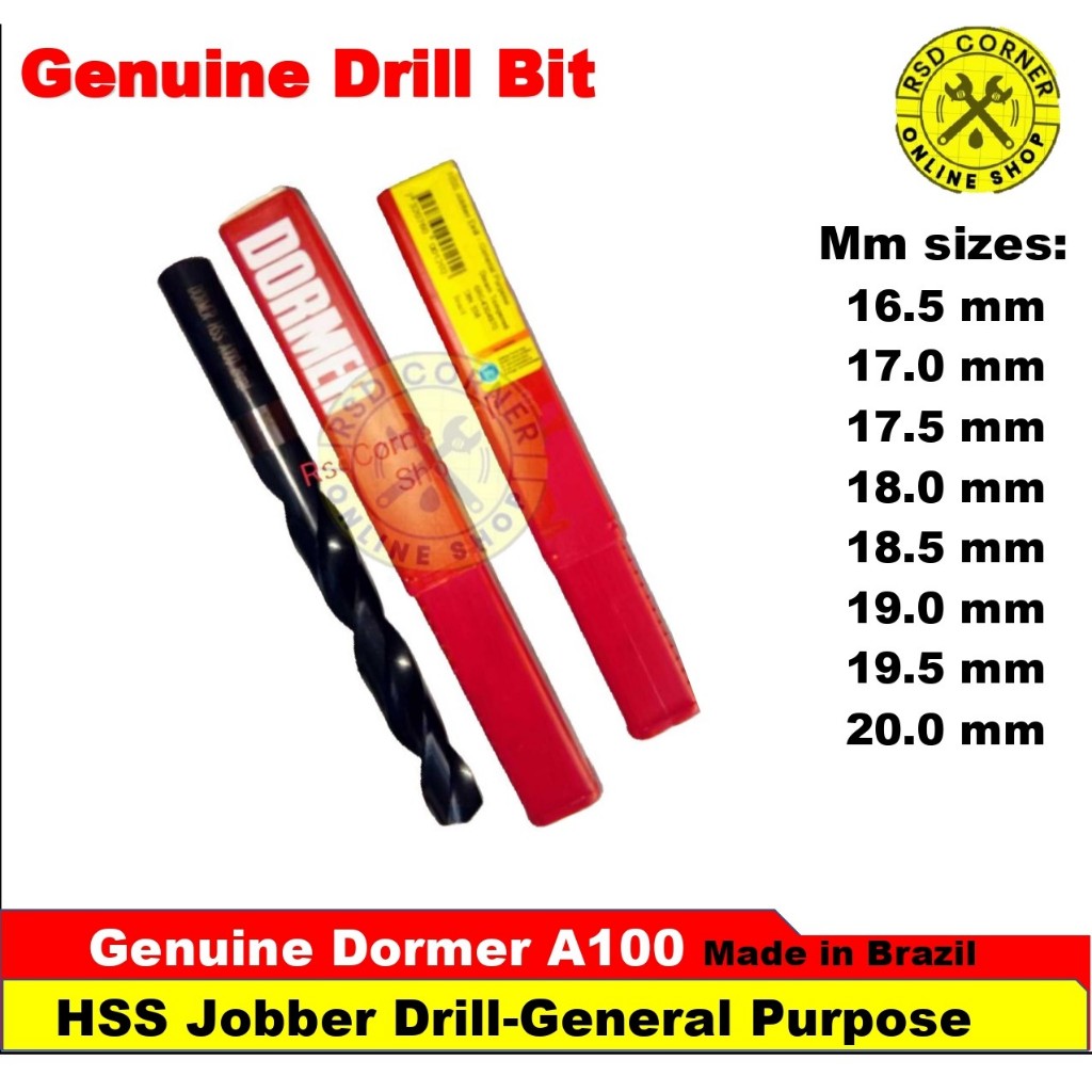 Genuine Dormer HSS Jobber Drill Bit A-100 ( Sold Per Piece ) | Shopee ...