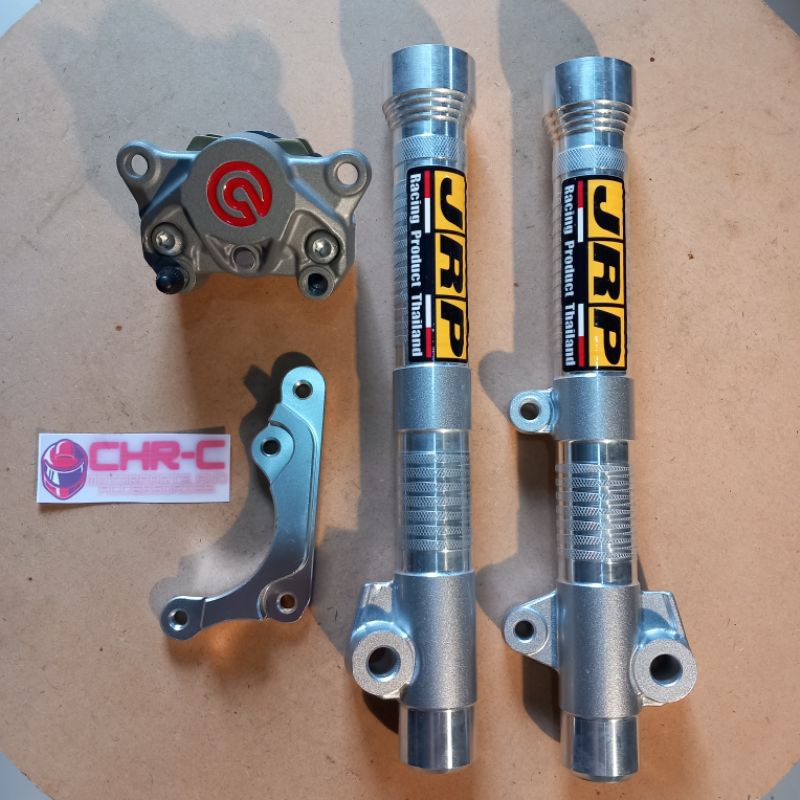 CHRC CNC LIGHTEN FRONT SHOCK OUTER TUBE WAVE 125+JRP+2POT CALIPER+BRACKET FOR WAVE/RS/XRM/SMASH ...